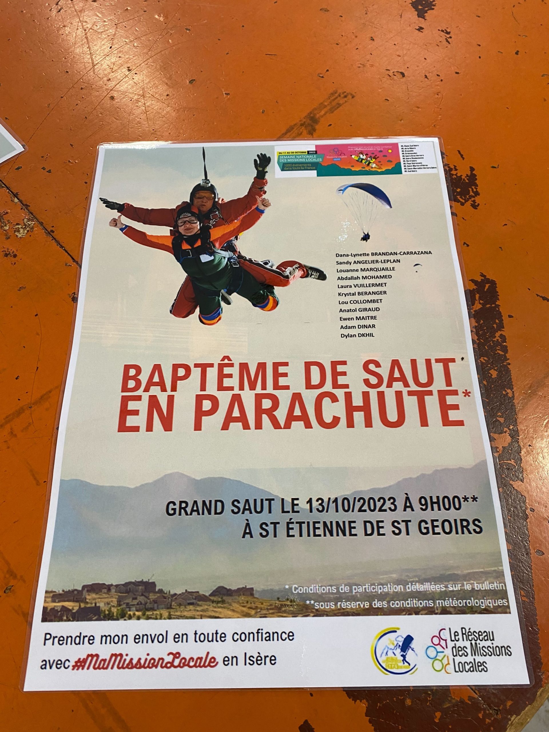 Saut en parachute du 13/10/2023 - Mission Orientation de la Bièvre